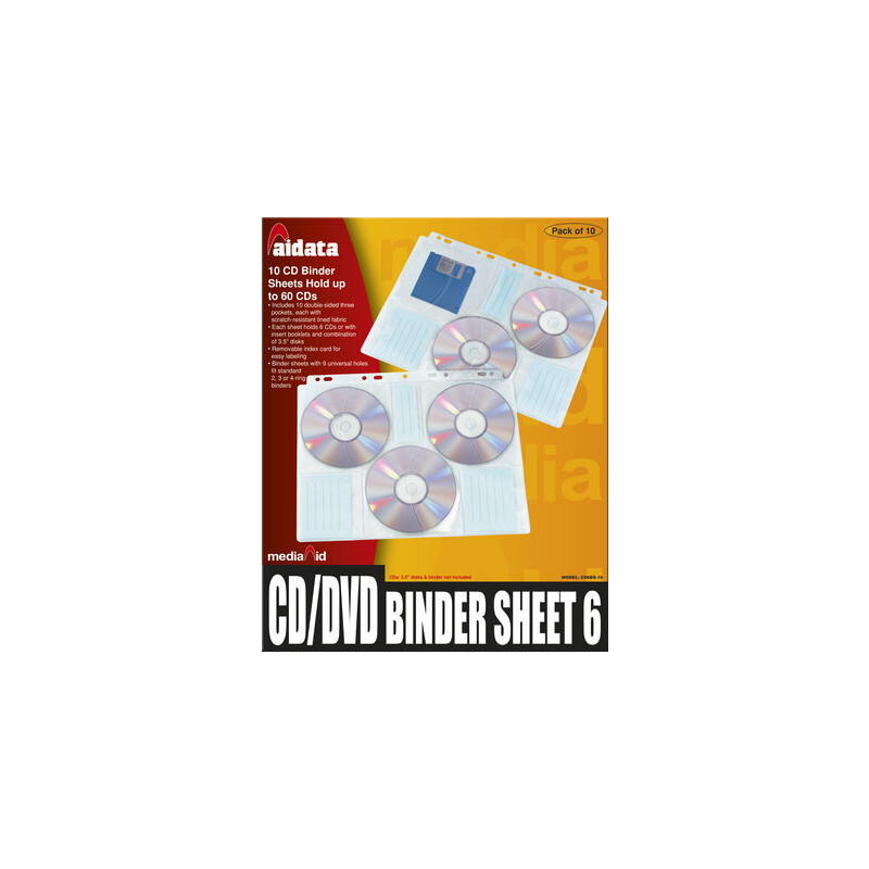 Aidata CD/DVD-Zeigetaschen für Ordner