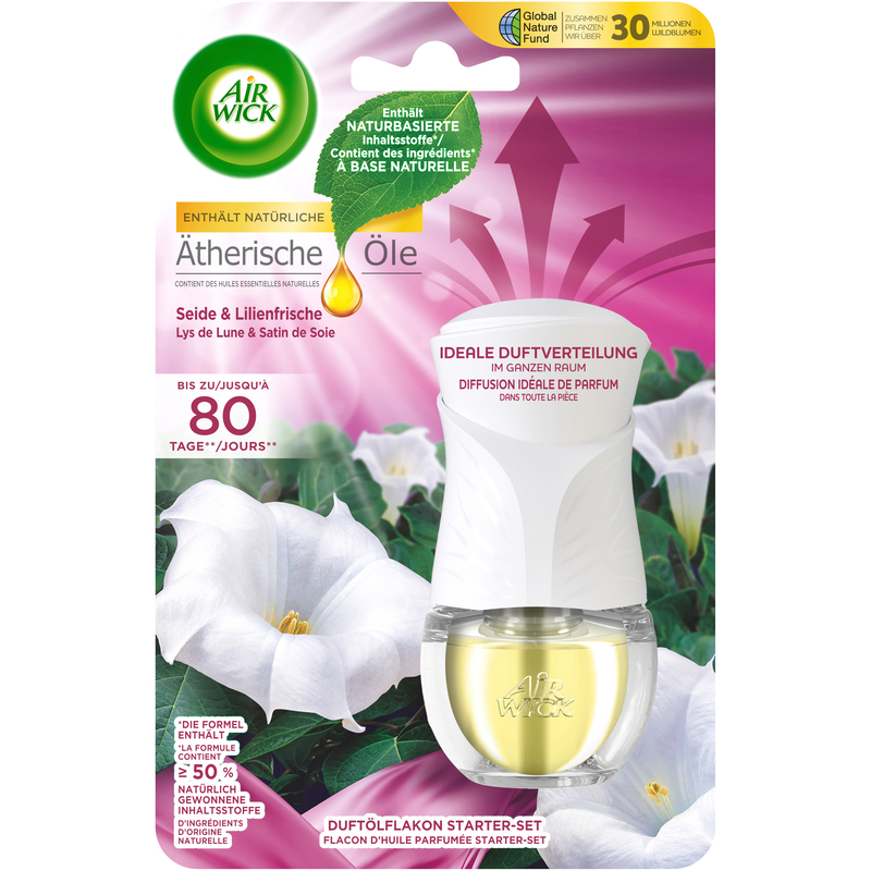 AIR WICK Kit de démarrage pour diffuseur de parfum, soie & fraîcheur de lys